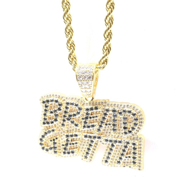 Accessories | 14k Gold Tone Lab Diamond Bread Getta Charm Chain | Poshmark